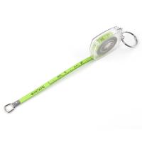 China Green Metal Measuring Tape Keychain 2 Meters 80 Inches Transparent Plastic Shell for sale
