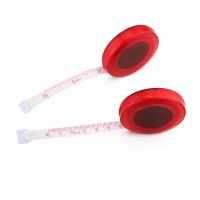 China 1.5m Semi Transparent Personalised Sewing Tape Measure Circular Shape With Red Case for sale