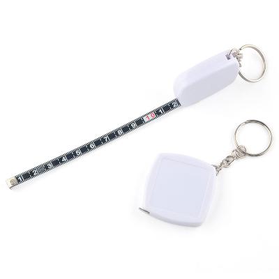 China 2m Mini Keyring Black Steel Measuring Tape Promotional Gift Handy Essential Tool 6mm for sale