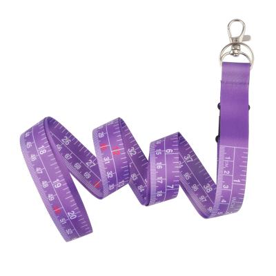 China Customized Purple Nylon Fabric Lanyard with Measuring Tape Scale 160cm x 2.5cm Promotional Tool for sale
