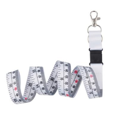 China White Textile Ribbon Sling Measuring Ruler Lanyard 160cm x 2.5cm Clear Markings for sale