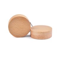 China Wintape Custom Round Wooden Mini Steel Tape Measure 1m 3ft Fluorescent Green Blade for sale