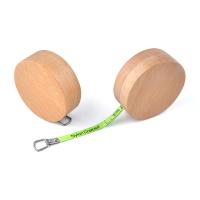 China Wintape Custom Round Wooden Mini Steel Tape Measure 1m 3ft Fluorescent Green Blade for sale
