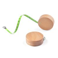 China Wintape Custom Round Wooden Mini Steel Tape Measure 1m 3ft Fluorescent Green Blade for sale