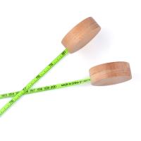 China Wintape Custom Round Wooden Mini Steel Tape Measure 1m 3ft Fluorescent Green Blade for sale