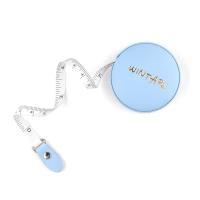 China Wintape Round Mini Leather Tape Measure 150cm 60inch Blue Hot Stamping Logo for sale