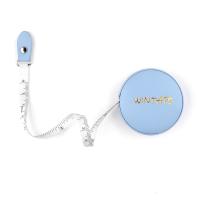 China Wintape Round Mini Leather Tape Measure 150cm 60inch Blue Hot Stamping Logo for sale