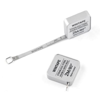 China Wintape 2M 80inch Stainless Steel Square Double Sided Tape Measure Heavy Duty Nylon Coated for sale