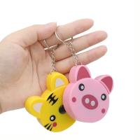 China Mini Cartoon Animal Tape Measure 150cm 60 Inch Retractable Key Ring Portable Cute Panda Frog Piggy Tiger for sale