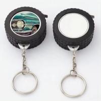 China Custom Logo Tire Shaped Mini Retractable Steel Tape Measure Keychain 1m 3ft for sale