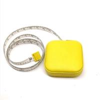 China Mini PU Leather Retractable Tape Measure 150cm 60inch Dual Scale Square Case Portable Sewing Tape for sale