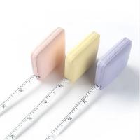 China Mini PU Leather Retractable Tape Measure 150cm 60inch Dual Scale Square Case Portable Sewing Tape for sale