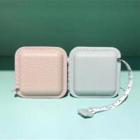 China Mini PU Leather Retractable Tape Measure 150cm 60inch Dual Scale Square Case Portable Sewing Tape for sale