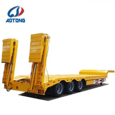 China Mechanical/Air Suspension low flat bed/low boy semi truck trailer with 60tons capacity for sale