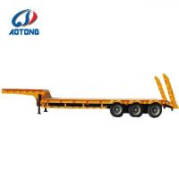 China 28 tons two speed Yahua / JOST Landing Gear 40 ft 3 axle low bed semi trailer dimensions for sale