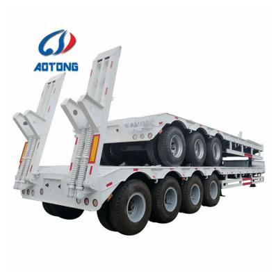 China Aotong 80T 4 Axles 14m 15m Truck Head and Low Bed Semi Trailer for Customised Sale for sale