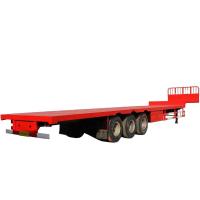 China Korea Aotong 50t Gooseneck or Straight Flat Semi-Trailer with 250mm I Beam Side Beam for sale