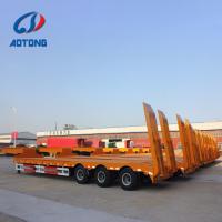 China Korea Aotong 50t Gooseneck or Straight Flat Semi-Trailer with 250mm I Beam Side Beam for sale