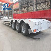 China Korea Aotong 50t Gooseneck or Straight Flat Semi-Trailer with 250mm I Beam Side Beam for sale