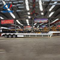 China Korea Aotong 50t Gooseneck or Straight Flat Semi-Trailer with 250mm I Beam Side Beam for sale