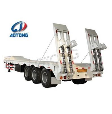 China Low Bed Semi Trailer 2 Axle 3 Axle 4 Axle Lowbed 80 Ton 100 Ton gooseneck trailer for sale