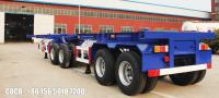 China 2''/3.5'' Bolt Type Kin Pin 30FT 60tons 3 Axle Container Carrying Skeleton Interlink Semi Trailer for sale