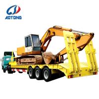 China High Payload Aotong Hydraulic Steering Ramp System Low Bed Semi Trailer Truck 9m 13m for sale