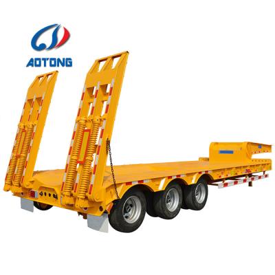 China Custom's Requirement 100 Ton Load 60ft Low Bed Trailer Lowboy Trailer 3 Axles 50 Ton for sale