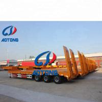 China - 3 Axles Detachable Lowbed Modular Lowboy Semi Trailer Equipment with Hydraulic Ramp for sale