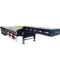 China 3 axles 60tons low flat bed/low boy semi truck trailer heavy loading excavator carrier for sale