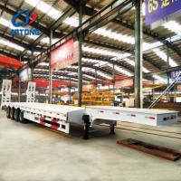 China 3 axles 60tons low flat bed/low boy semi truck trailer heavy loading excavator carrier for sale