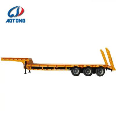 China 60 ton Gooseneck 80t Lowboy Trailer with 3 Axles Fuwa Axle and Leaf Spring Suspension for sale