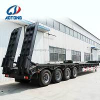 China AOTONG 3 Axles 45ton 55tons 60ton Low Bed Hydraulic Ladder Lowboy Semi Truck Trailers for sale
