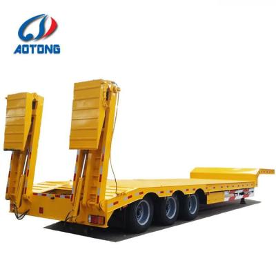 China Mechanical Suspension 30 Ton Low Boy Truck Semi Trailer for Heavy Equipment Transport for sale