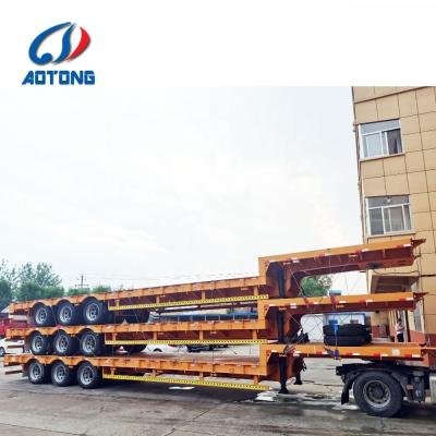 China 13 Ton Fuwa Axle Low Profile 60ton Low Deck Low Flatbed Gooseneck Lowboy Semi Trailer for sale