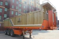 China 12r22.5 Tri-axle Rear Self Unloading 20ft Tipping 40ft Container Flatbed Dump Trailer for sale