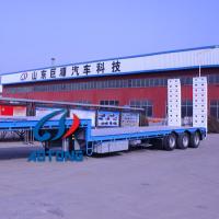 China Mechanical/Hydraulic Ladder Tri-axles 80 tons Utility Lowbed Semi Trailer with Side Walls for sale