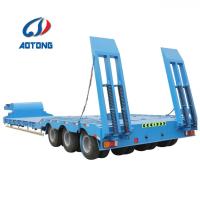 China Exposed Tyre Low Bed Semi/Truck Trailers with Rear Ladder Heavy Duty 4 Line 8 Axle for sale