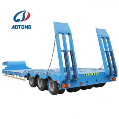 China Exposed Tyre Low Bed Semi/Truck Trailers with Rear Ladder Heavy Duty 4 Line 8 Axle for sale