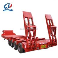 China Exposed Tyre Low Bed Semi/Truck Trailers with Rear Ladder Heavy Duty 4 Line 8 Axle for sale