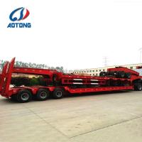 China Exposed Tyre Low Bed Semi/Truck Trailers with Rear Ladder Heavy Duty 4 Line 8 Axle for sale