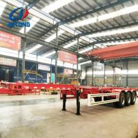 China Madagascar Flatbed 3 Axles Container Shipping Tandem Skeleton Semi Trailer for Truck for sale