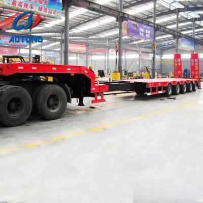 China 10m Hydraulic Mobile Trailer Telescopic Low Bed Semi Truck Trailer with 12R22.5 Tires for sale
