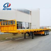 China Leaf Spring Suspension 3 Axles 40 ft Tri Axle Flatbed Container Truck Semi Trailer for sale