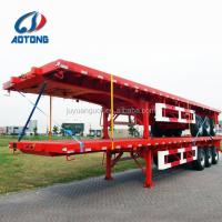 China Leaf Spring Suspension 3 Axles 40 ft Tri Axle Flatbed Container Truck Semi Trailer for sale