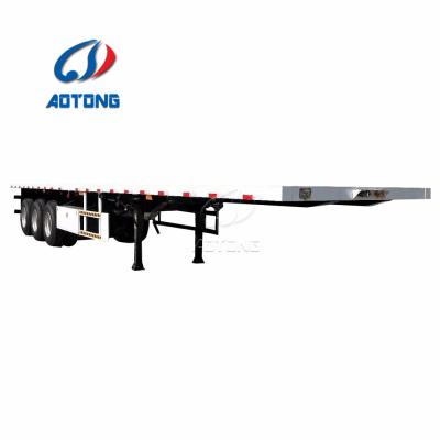 China Container Trailer 2 Axle 3 Axle 20FT 40 Ft Trailer Chassis Flat Bed Flatbed Trailer for sale