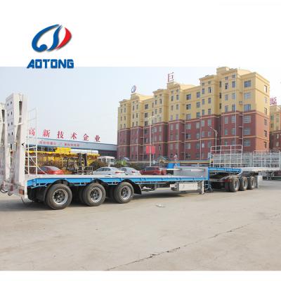 China Standard 28T Landing Gear Inter Link Flatbed Semi Trailer with 80-120 Tons Rated Load for sale