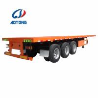China 13m Length 3 Axles Flatbed Cargo Truck Semi Trailers for 5 Meters Container Transport for sale