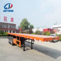 China 13m Length 3 Axles Flatbed Cargo Truck Semi Trailers for 5 Meters Container Transport for sale