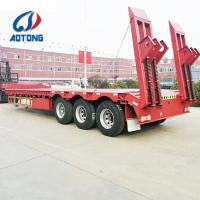 China 13 Tons Fuwa/BPW Axle Hydraulic Lowboy Semi Trailer for Heavy Machinery Transportation for sale
